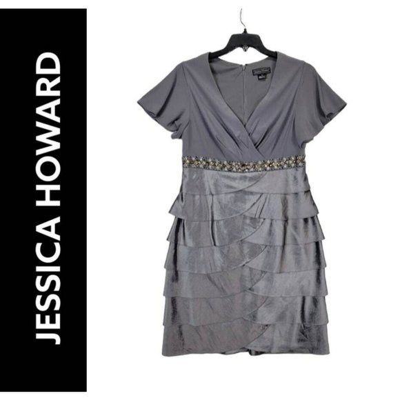 Jessica Howard | Dresses | Jessica Howard Woman Size 2 Gray Layered ...